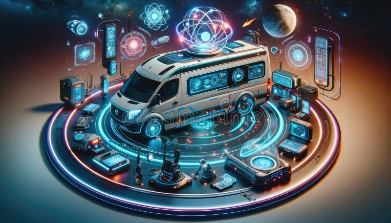 Futuristic Van Life in Sci-Fi Setting Stock Illustration - Illustration ...