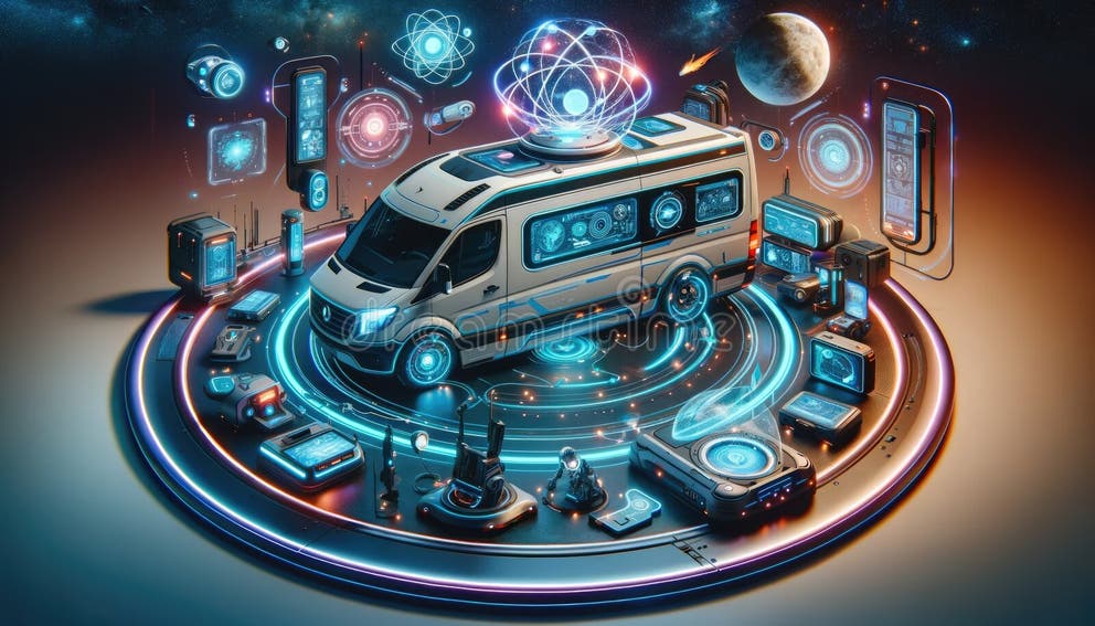 Futuristic Van Life in Sci-Fi Setting Stock Illustration - Illustration ...
