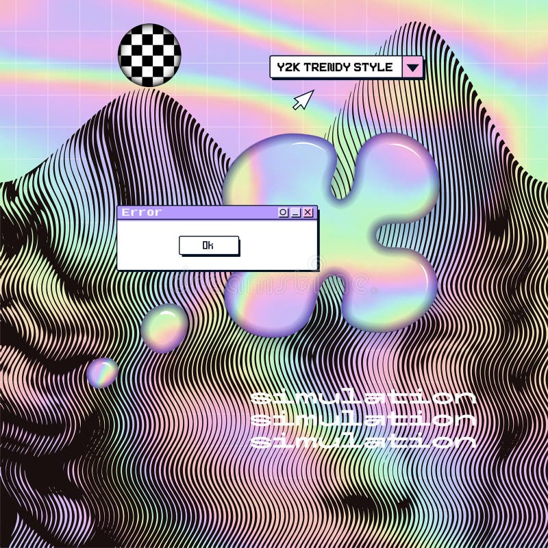 Futuristic Vaporwave Simulation Slogan Print with 3d Effect Holo Grid ...