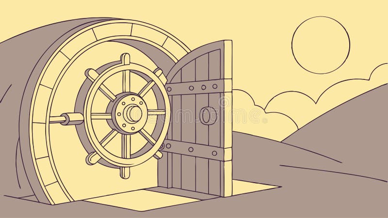 Futuristic Vault Door in a Geometric Dome Interior, Vector Design ...