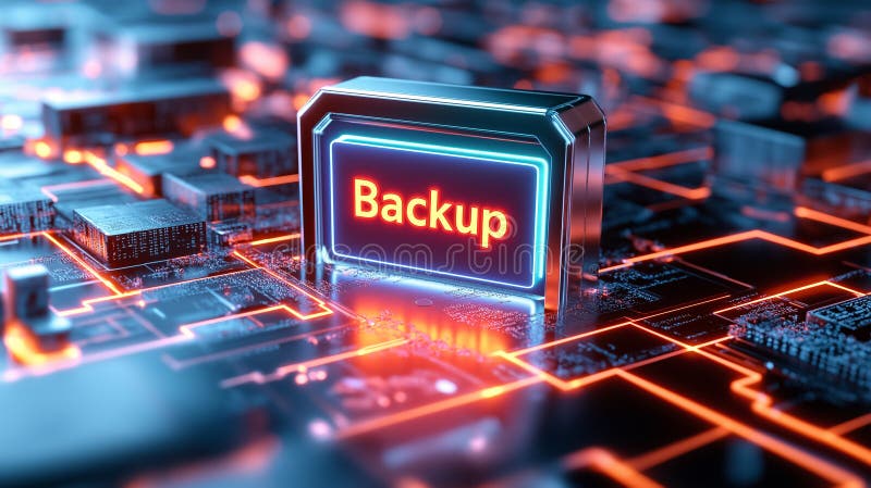 Futuristic Vault Door Reveals Glowing Digital Backup Folder in a High ...