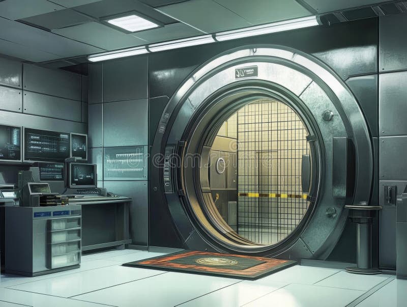 Futuristic Vault Entrance - a Glimpse Inside the Secure Perimeter Stock ...