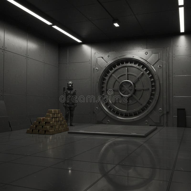 Futuristic Vault with a Massive Circular Steel Door Embedded in a Wall ...