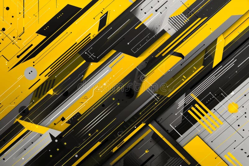 Futuristic Vector Design Abstract Yellow, Black, and Gray Cyber Lines ...
