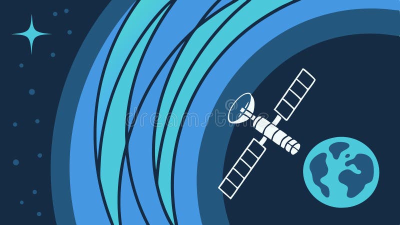 Satellite Orbiting Earth Space Communication Vector, Vector Design ...