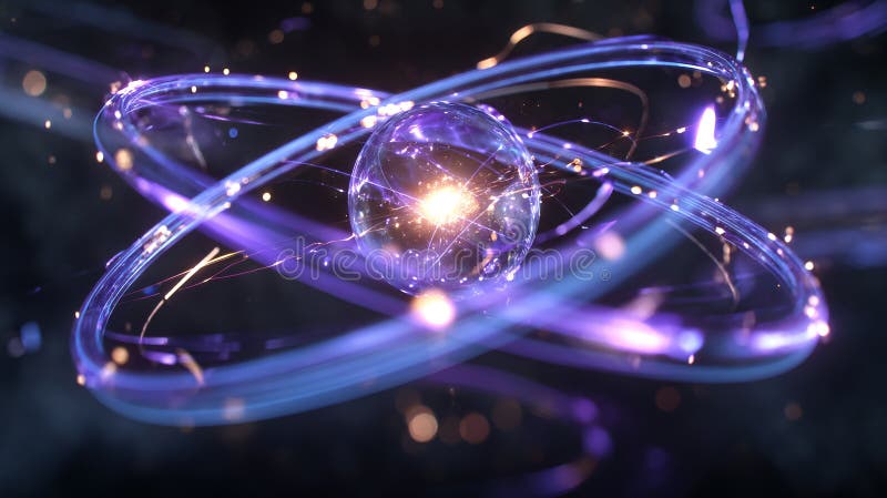 Quantum Energy Rings Orbiting Luminous Atomic Core. Generated Ai Stock ...