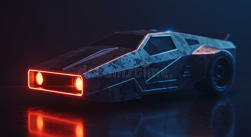Futuristic Vehicle with Geometric Design and Glowing Elements ...