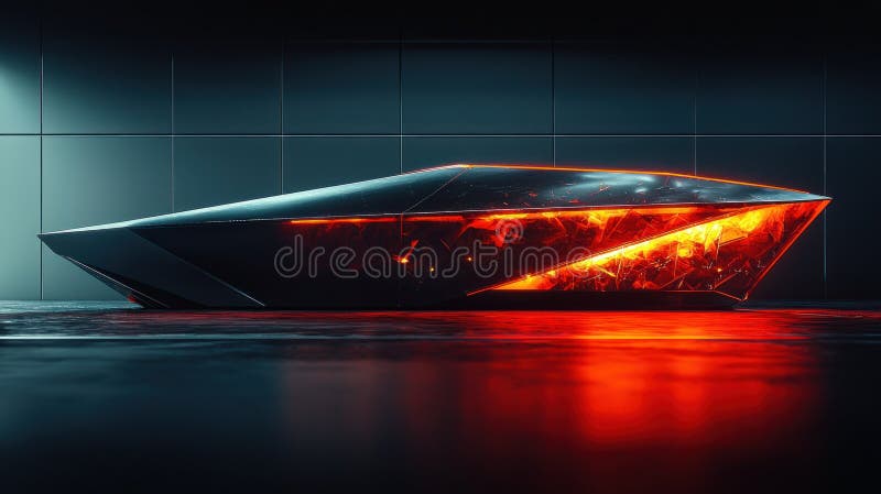 Futuristic Vehicle, Glowing Engine, Dark Garage, Concept Art Stock ...