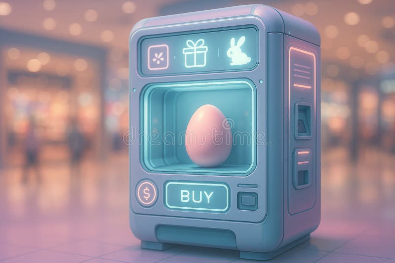 Futuristic Vending Machine Selling Easter Eggs in a Modern Shopping ...
