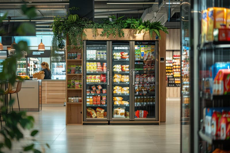 Futuristic Vending Machines Full of Beverages and Food Stock Image ...