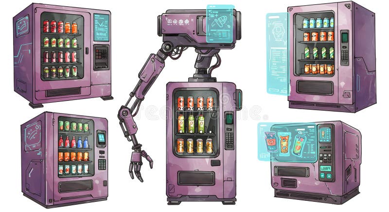 Futuristic Vending Machines Stock Illustration - Illustration of ...