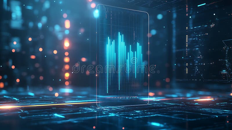 Sci-fi Vertical Bar Chart with Softly Pulsing Edges Stock Illustration ...
