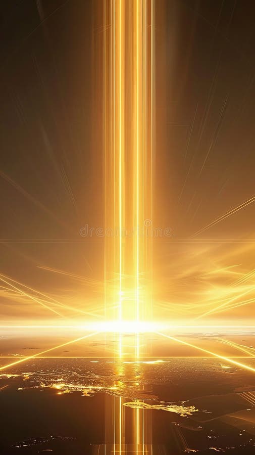 Futuristic Vertical Beam of Light Over a City at Night, Sci-fi Concept ...