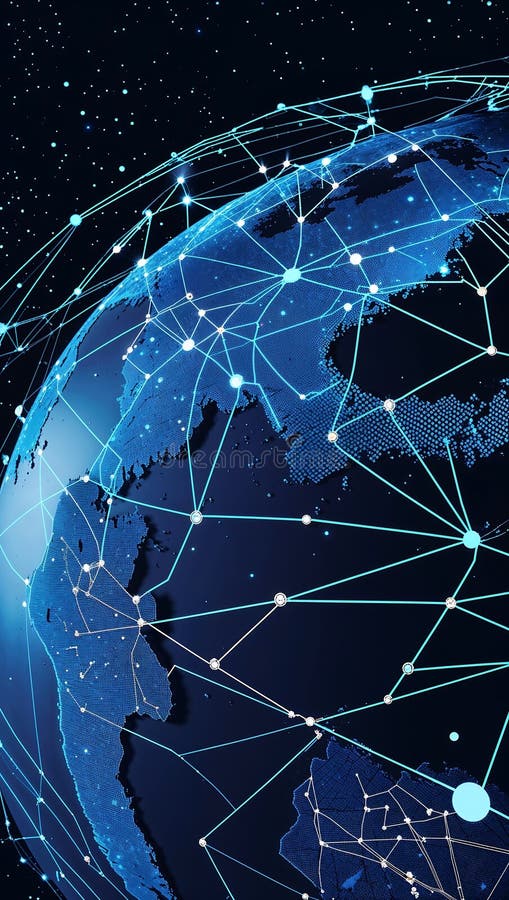 Futuristic Vertical Design of Earth from Space with Globe Highlight ...