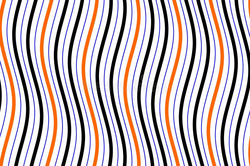 Orange and Black Motion Water Wave Lines Art Fabric Pattern on White ...