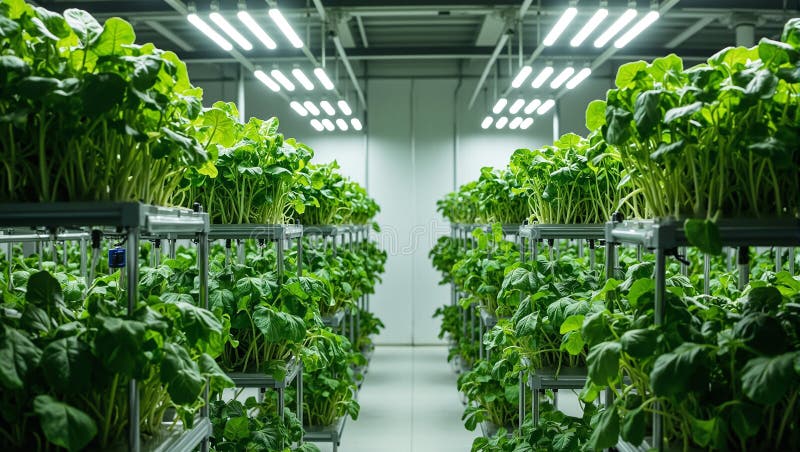 Futuristic Vertical Farm with Spinach Chard Precise Irrigation Soft LED ...