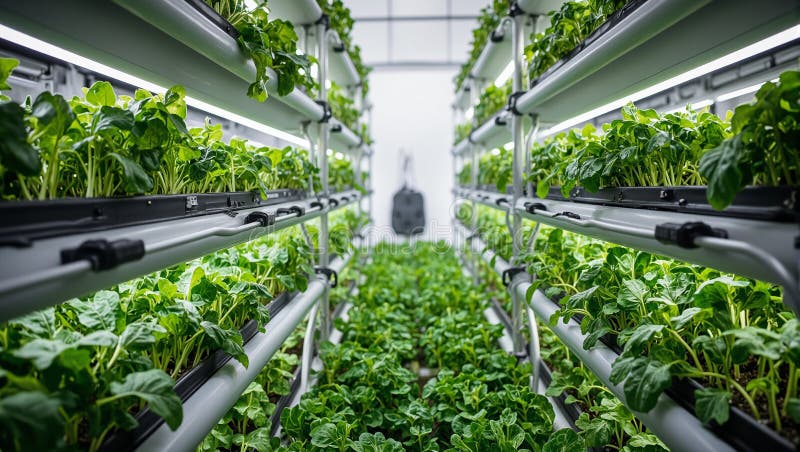 Futuristic Vertical Farm with Spinach Chard Precise Irrigation Soft LED ...