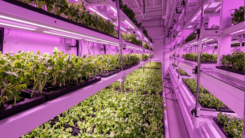 Futuristic Vertical Farm with Tiered Arugula Trays Advanced Climate ...