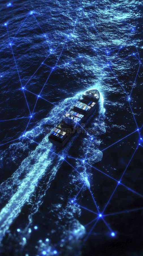 Futuristic Vessel Charting through Interconnected Sea Stock ...