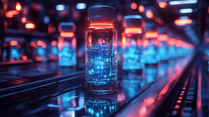 Futuristic Vials with Digital Data Glow - Generative Ai Stock ...