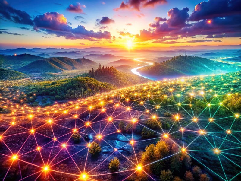 A Futuristic Vibrant Network Landscape Abstract Design for Global ...