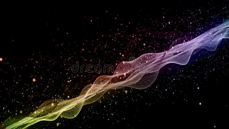 Futuristic Animation with Colorful Wave Object and Glitter Particles in ...