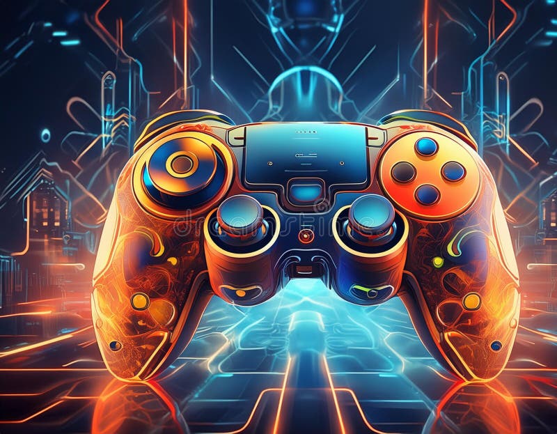 Futuristic Video Game Controller Stock Illustration - Illustration of ...