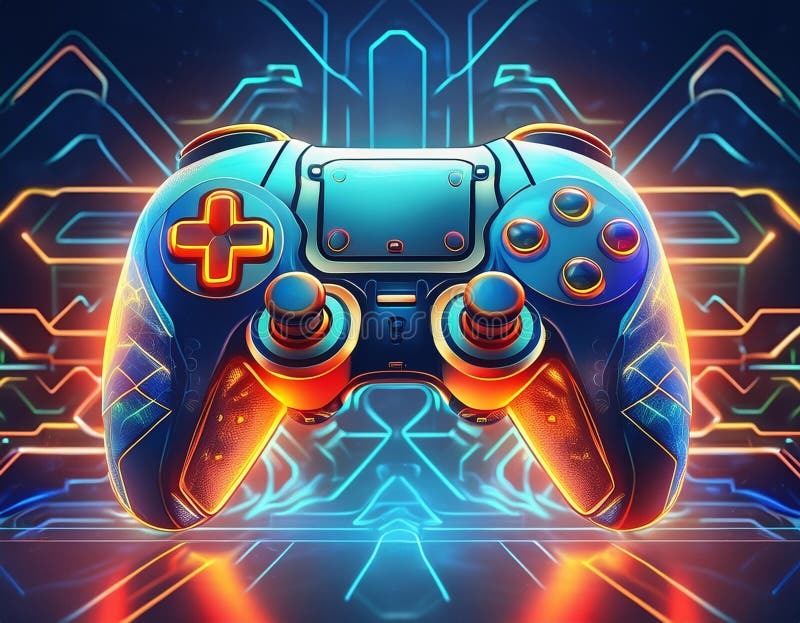 Futuristic Video Game Controller Stock Illustration - Illustration of ...
