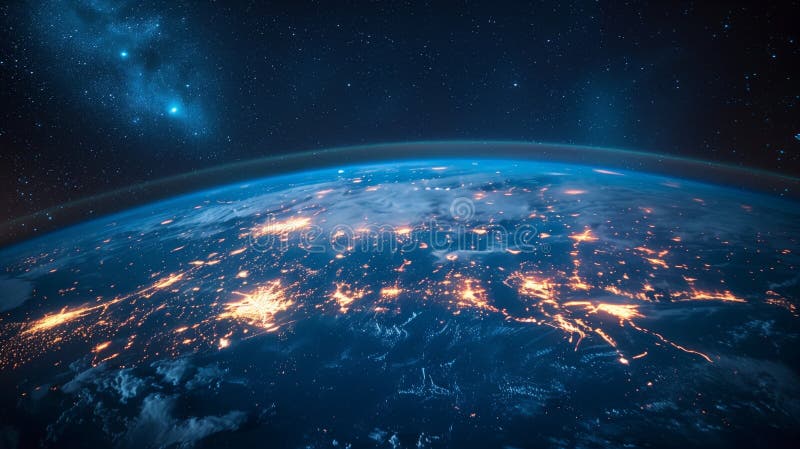 Futuristic View of Earths Satellite Constellations from Space Stock ...