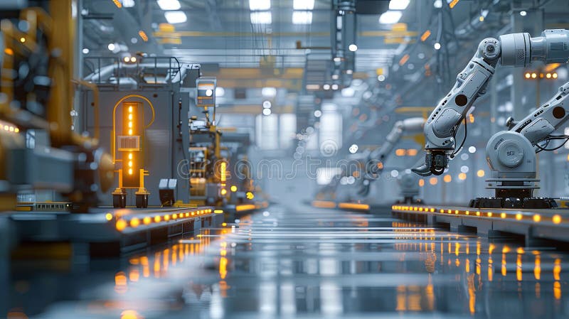 A Futuristic View Inside a High-tech Manufacturing Plant, Showcasing ...