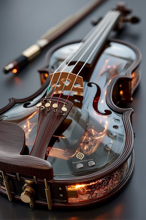 A Futuristic Violin Features a Transparent Body Showcasing Intricate ...