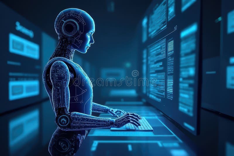 Futuristic Virtual Assistant System - Ai Chatbot in Action Stock ...