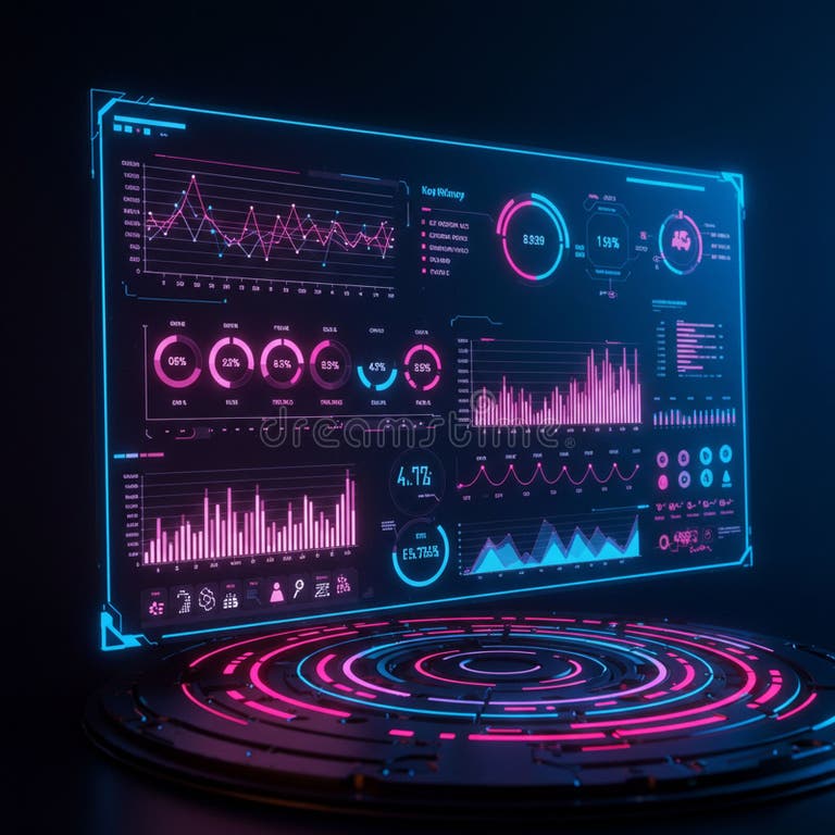 Futuristic Virtual Dashboard Displaying Various Data Visualizations ...