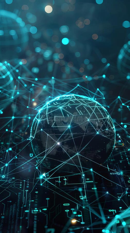 33 Futuristic Virtual Data System Network Connection Globes 3D Render ...