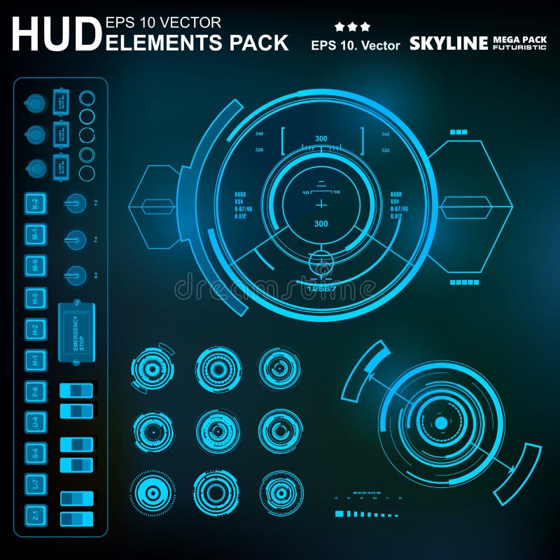 Futuristic Virtual Graphic Touch User Interface, HUD Stock Vector - Illustration of indicator ...