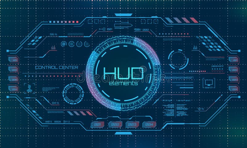 Set of Hud Lines Infographic Elements. Head-up Display Elements for the ...