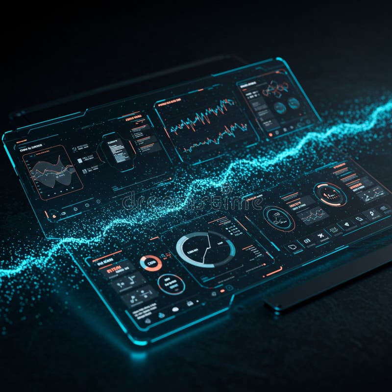 Futuristic Virtual Interface Featuring Multiple Digital Screens with ...