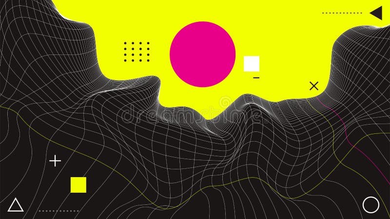 Futuristic Virtual Landscape Sun and Mountains Cyber Background Stock ...