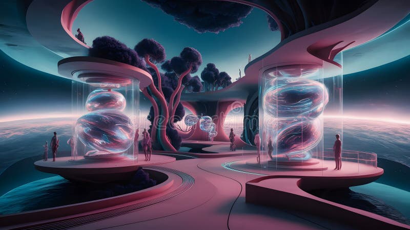 Futuristic Virtual Museum and Metaverse Exhibit with Holographic ...