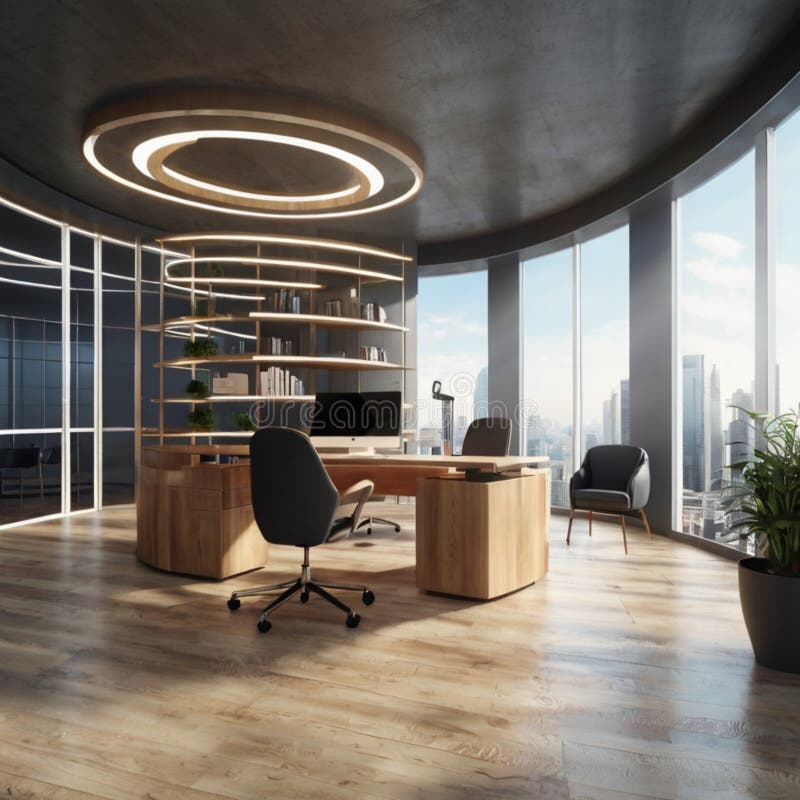 Futuristic 360° Virtual Office: an Immersive 3D Experience Stock ...