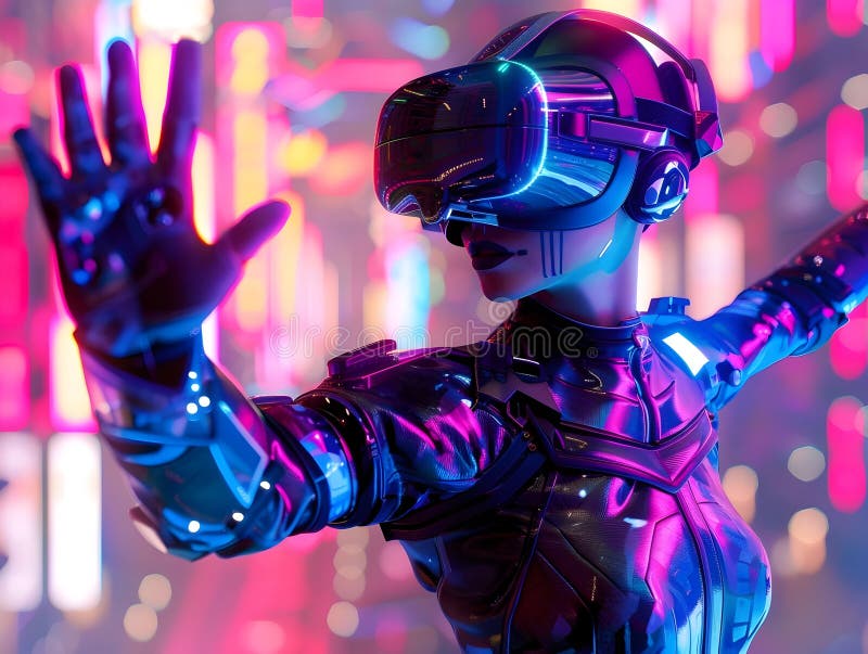 Futuristic Virtual Reality Effects Workshop with Glowing Interfaces and ...