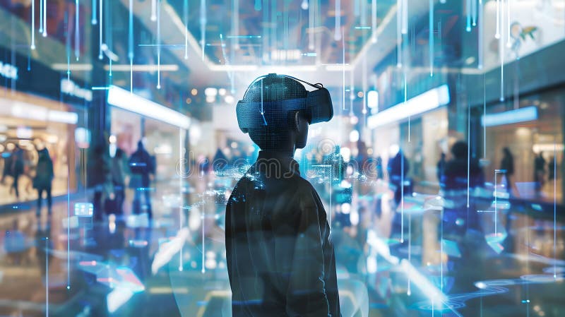 Futuristic Virtual Reality Experience in a Modern Shopping Mall Setting ...