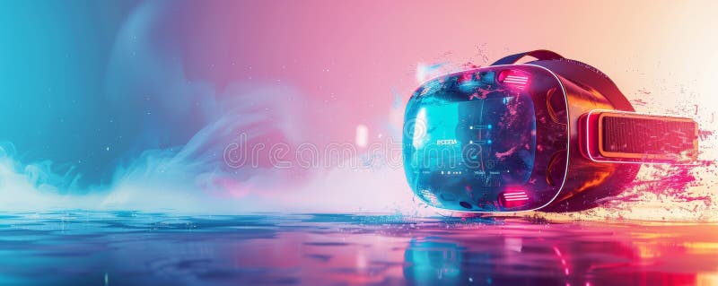 Futuristic Virtual Reality Experience with Neon Lights and Advanced ...