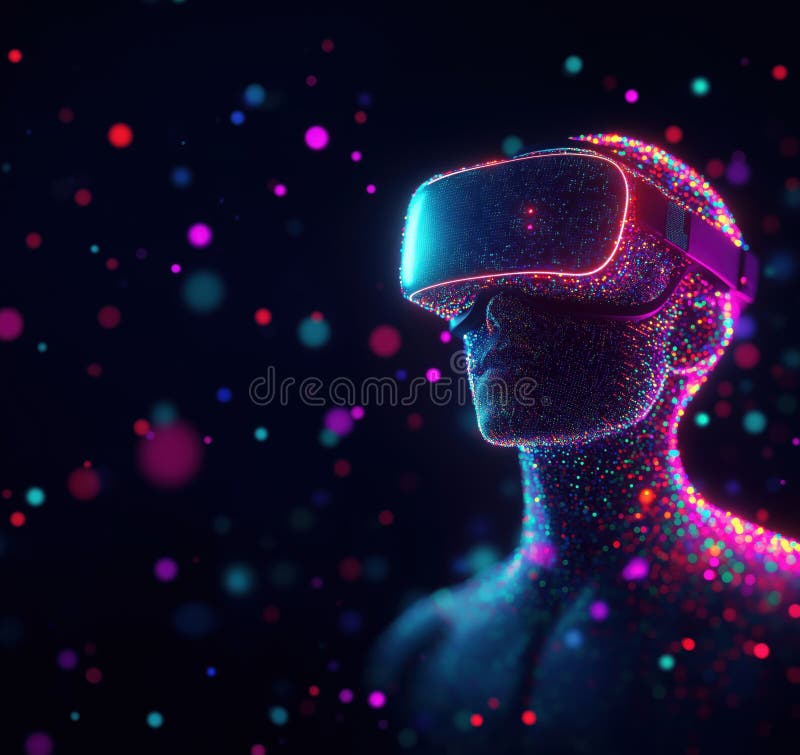 Futuristic Virtual Reality Figure with Glowing Particles, Immersive Technology, Digital Art ...