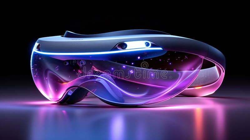 Futuristic Virtual Reality Headset on Reflective Surface Stock Photo ...