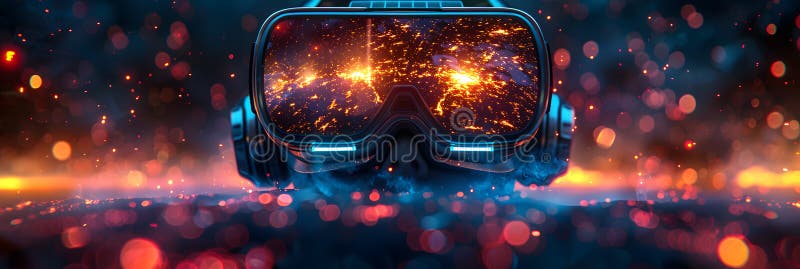 Futuristic Virtual Reality Landscape - Technology Concept Illustration ...