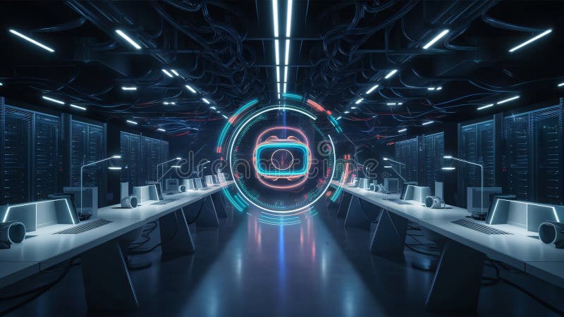 Futuristic Virtual Reality Server Room, Metaverse High Quality Image ...