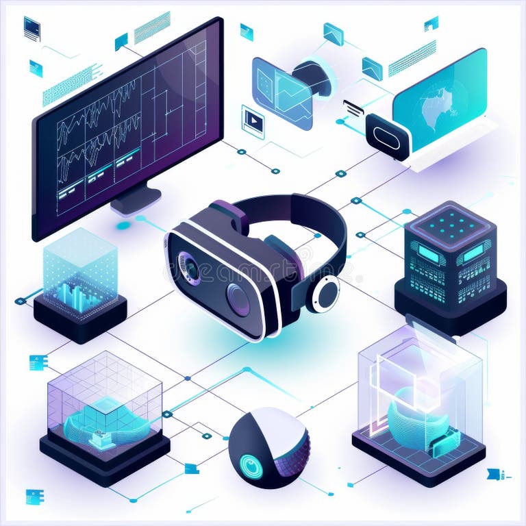 Futuristic Virtual Reality Setup Stock Illustration - Illustration of ...