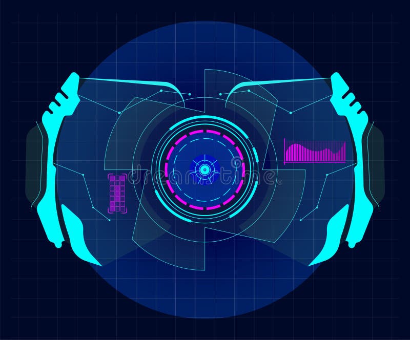 Futuristic Virtual Screen with a Circular Target and Various Indicators ...