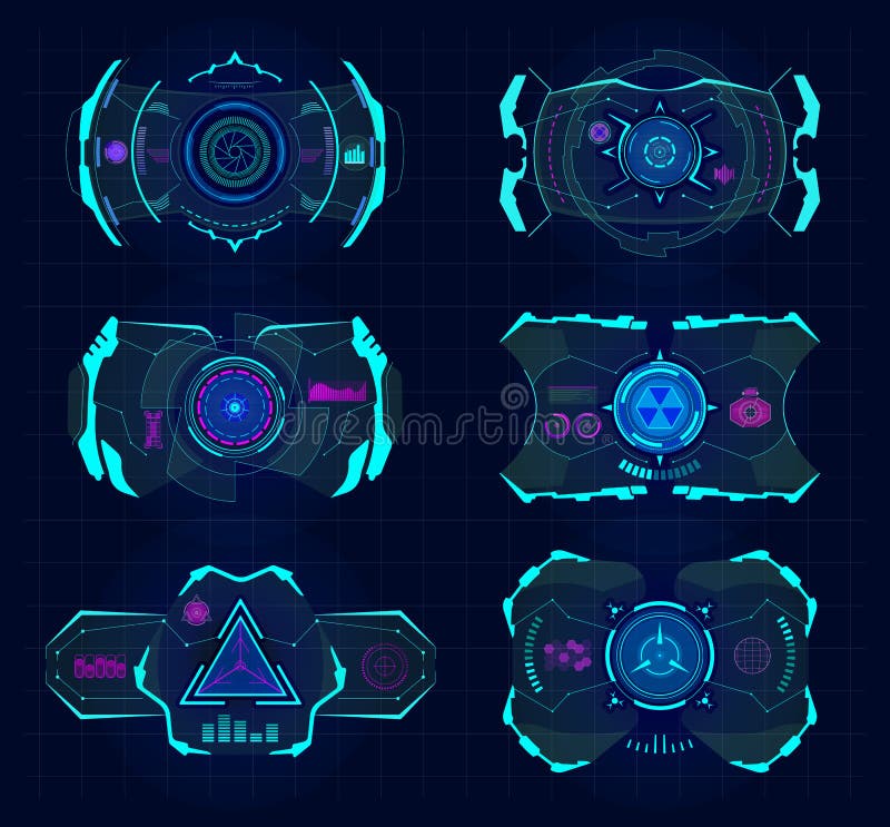 Futuristic Virtual Screen. Hud Technology Frame, Virtual Tracking Aim ...
